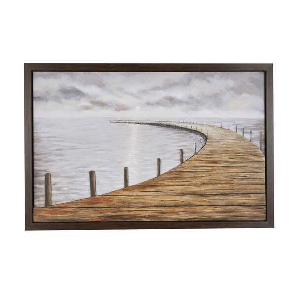 Litton Lane 1-Panel Landscape Wooden Dock Framed Wall Art with Black ...