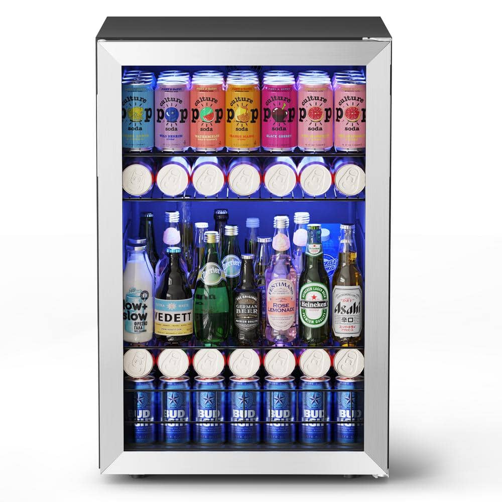 Yeego 21.1 in. Single Zone 180Cans Compressor BeverageCooler Refrigerator in StainlessSteel ...