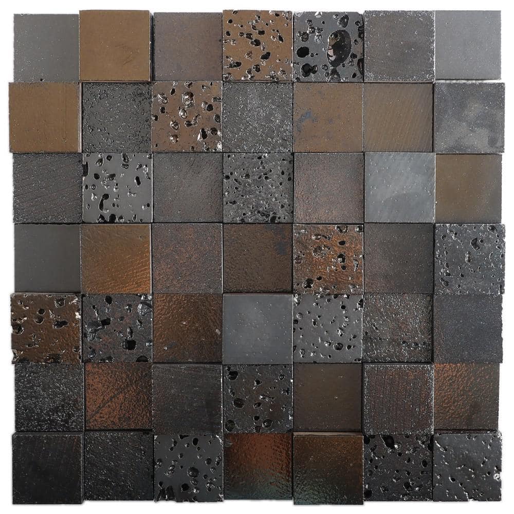 Ivy Hill Tile Deco Lava Blocks Iron 4 in. x 0.24 in. Metallic Lava ...