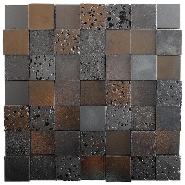 Ivy Hill Tile Deco Lava Blocks Iron 4 in. x 0.24 in. Metallic Lava ...