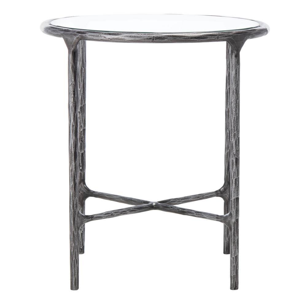 SAFAVIEH Jessa 18 in. Silver Round Glass End Table SFV9505B - The Home ...