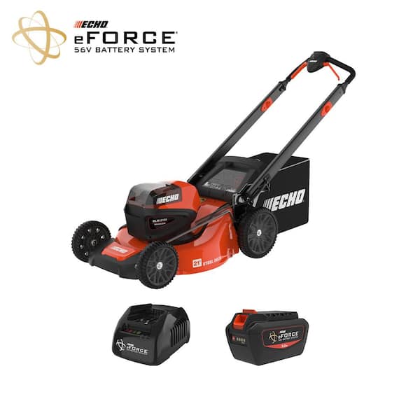 ECHO eFORCE 21 in. 56 Volt Cordless Battery Walk Behind Push Lawn Mower with 5.0 Ah Battery and Standard Charger DLM 2100C2