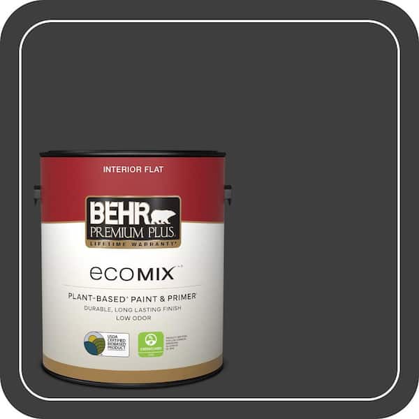 BEHR PREMIUM PLUS 1 gal. #N520-7 Carbon Flat EcoMix Plant-Based ...
