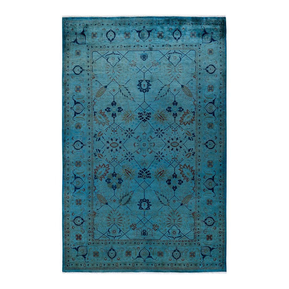 Chloe & Olivia Home Overdyed Blue 6 ft. 1 in. x 9 ft. 5 in. Wool Indoor ...
