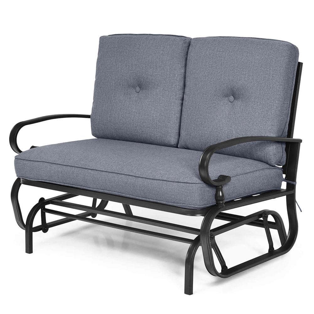 Costway 2-Person Metal Outdoor Glider with Grey Cushion HCST02558 - The ...