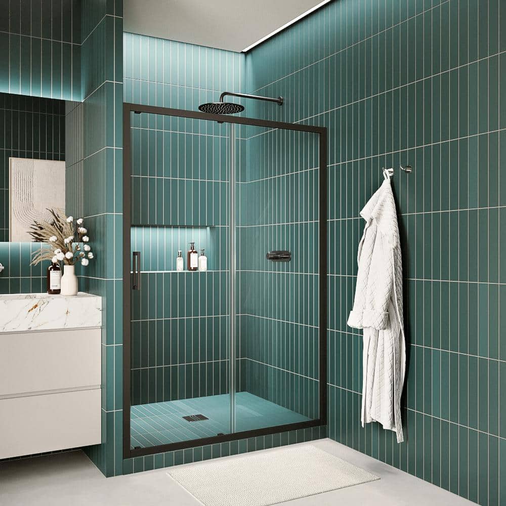Streamline Pozzilo 48 in. W x 74 in. H Sliding Shower Door, CrystalTech ...