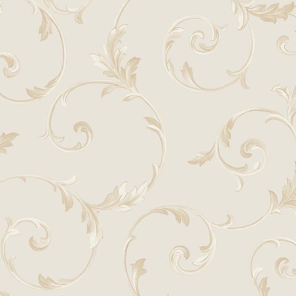 Norwall Scroll Wallpaper in Light Stone and Metallic Shades CI38238 ...