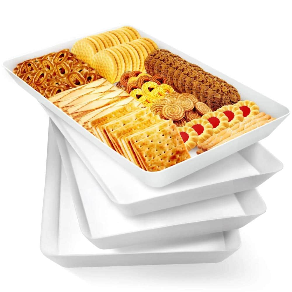 PRIMEPLUS 4-Pieces 14 in. D x 9.3 in. W x 1.2 in. H Serving Trays ...