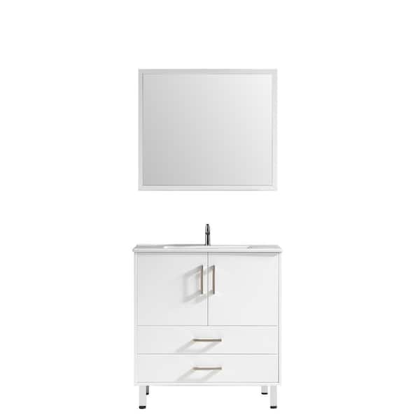 Mediterraneo Alessio 32 in. Single Sink PVC White Standing Bath Vanity ...