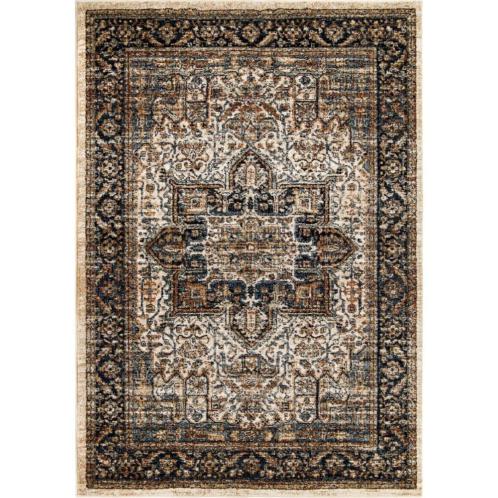 Orian Rugs Aria Ushak 7 ft. 8 in. x 10 ft. 10 in. Off White Area Rug ...