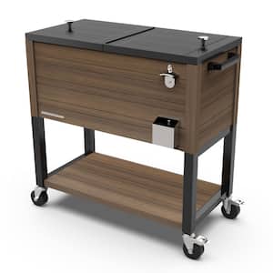 VINGLI 80 Qt. Rolling Ice Chest on Wheels, Patio Cooler Cart with ...