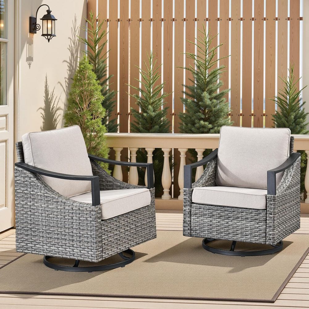 Buenaola Wicker Outdoor Rocking Chair, Patio Rocker Swivel Lounge ...
