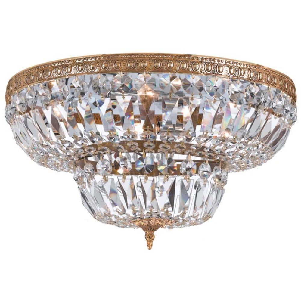 Crystorama Ceiling Mount 30 in. 8-Light Olde Brass Flush Mount 730-OB ...