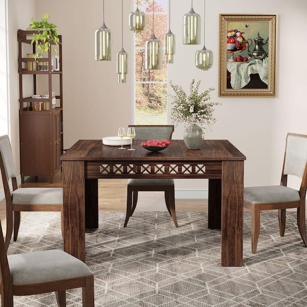 Dark brown square dining table store