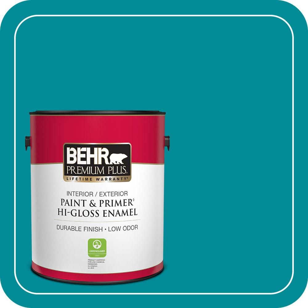 BEHR PREMIUM PLUS 1 gal. #510B-7 Empress Teal Hi-Gloss Enamel Interior ...