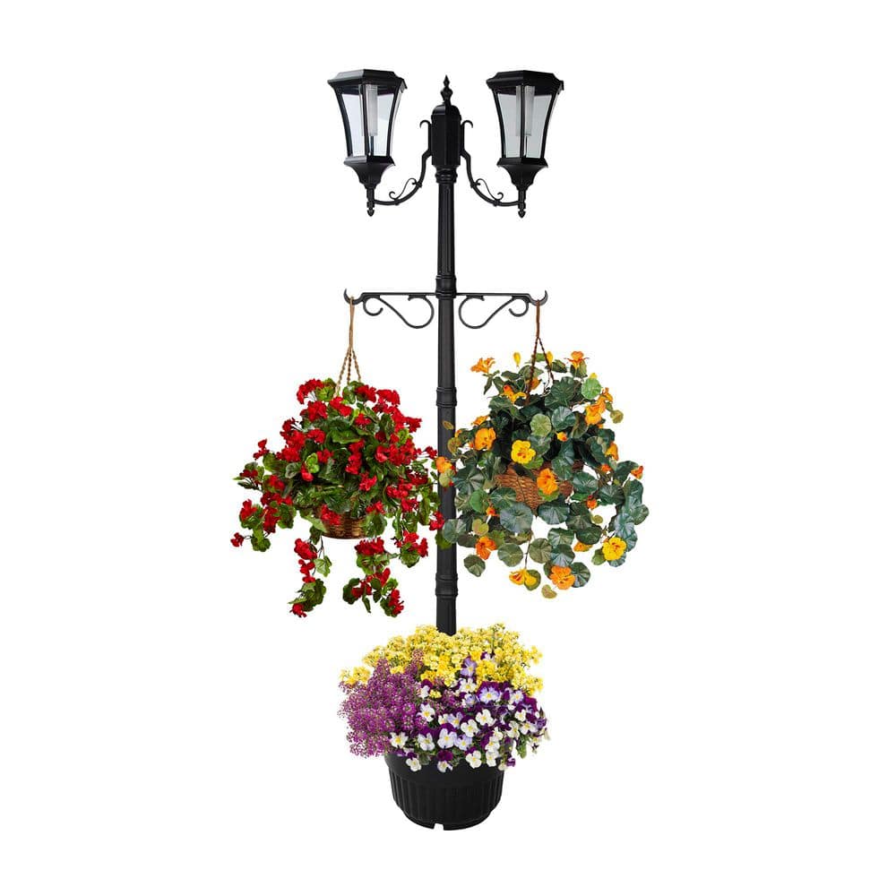 Sun-Ray Martens 2-Light Outdoor Black Integrated LED Solar Lamp Post ...