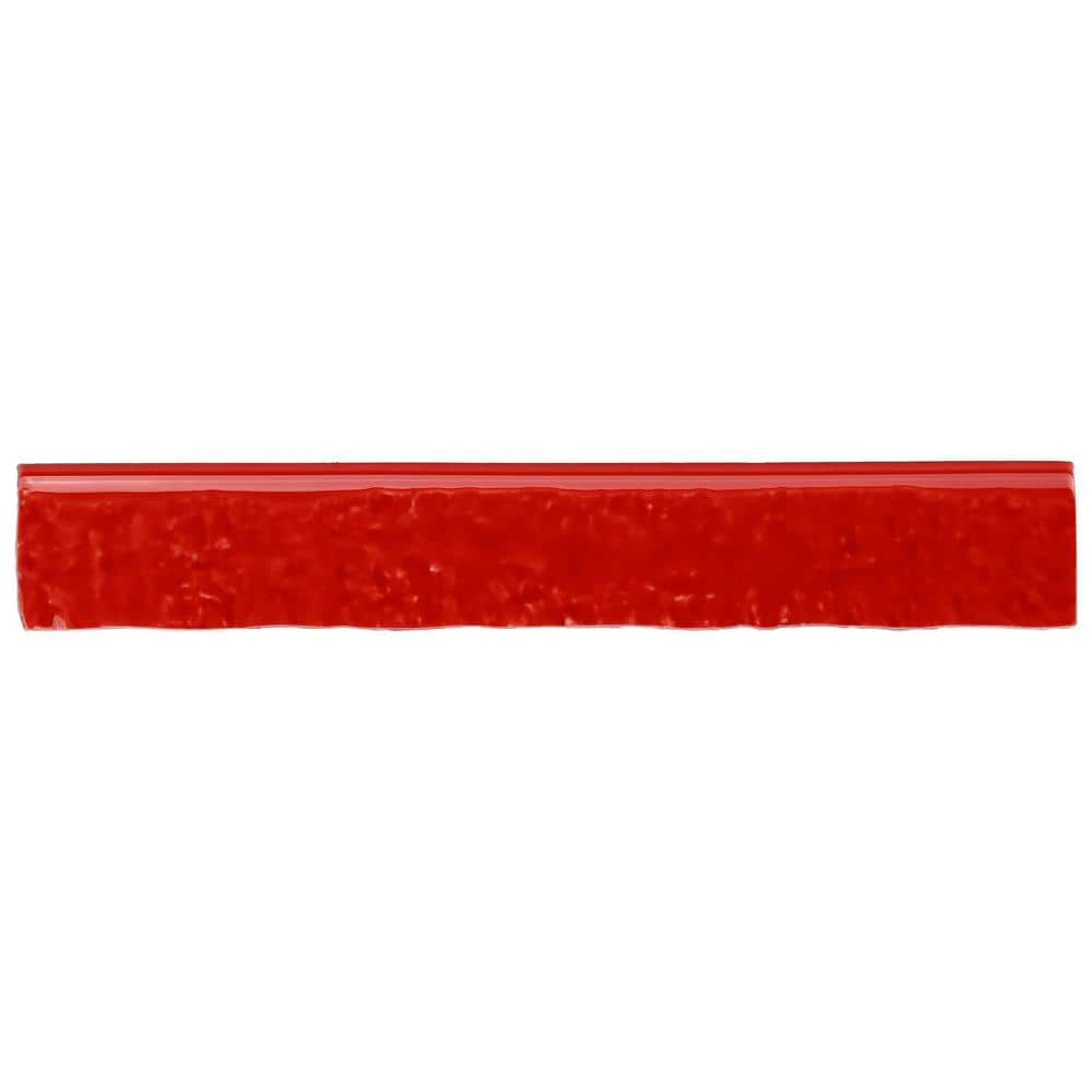 Ivy Hill Tile Virtuo Crimson Red 1.45 in. x 9.21 in. Polished Crackled ...
