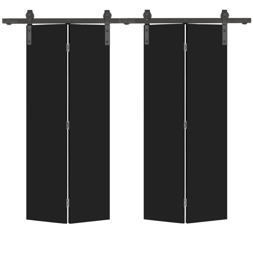 CALHOME 48 in. x 80 in. Black Smooth Flush Hardboard Hollow Core ...