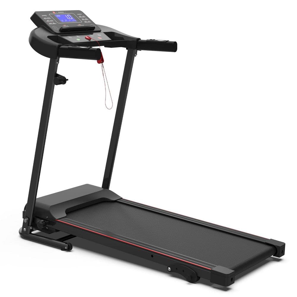 Tidoin 2.5 HP Black Metal Foldable Electric Treadmill with Safety Key ...