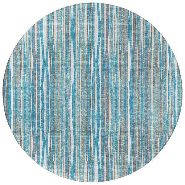 Addison Rugs Waverly Blue 8 ft. x 8 ft. Geometric Indoor/Outdoor Area ...