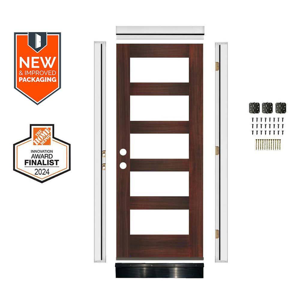 Krosswood Doors DIY 32 in. x 80 in. Hemlock RH 5-Lite Clear Glass Red ...