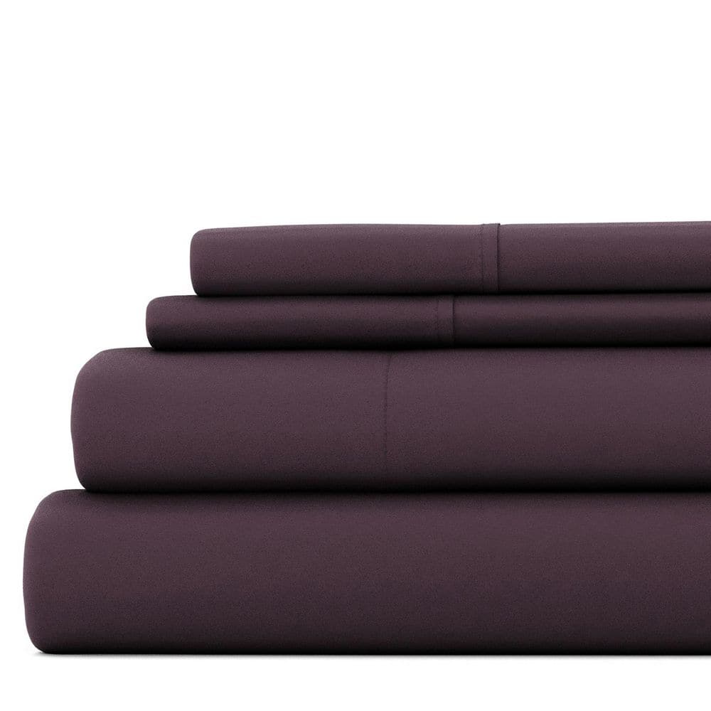 Becky Cameron 3-Piece Purple Solid Microfiber 300 Thread Count Twin ...