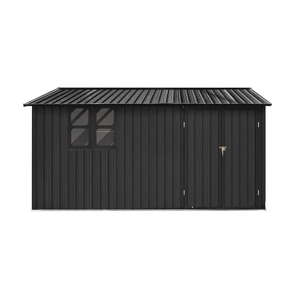10 ft. W x 12 ft. D Meatl Outdoor Storage Shed with Lockable Door and ...