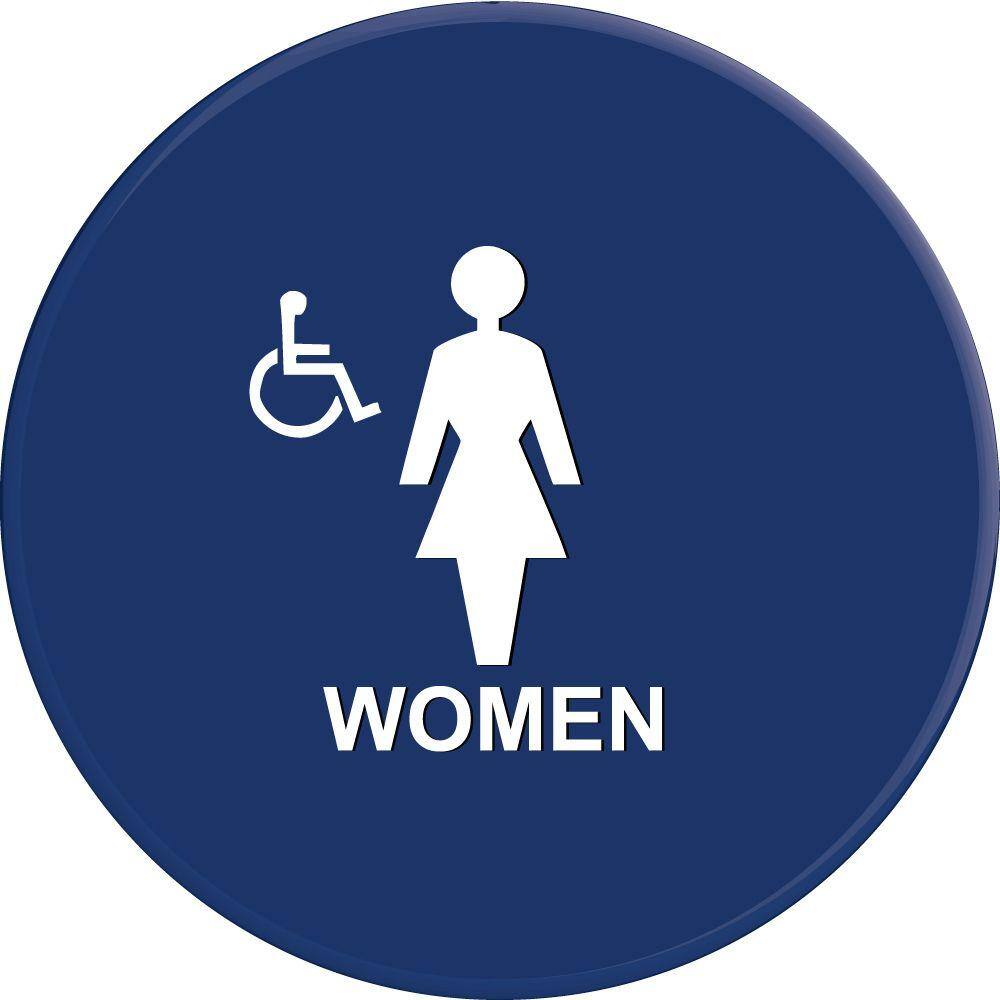 Lynch Sign 12 in. Blue Circle with Women Symbol and Accessible Symbol ...