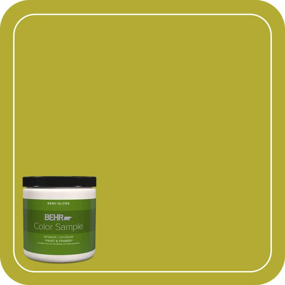 BEHR PREMIUM PLUS 8 oz. #P340-6 Green Neon Semi-Gloss Interior/Exterior ...