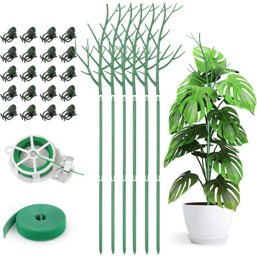 Primehome 39 in. H Monstera Plant Support Stakes for Indoor Plants with Orchid Clips Twist Ties ...