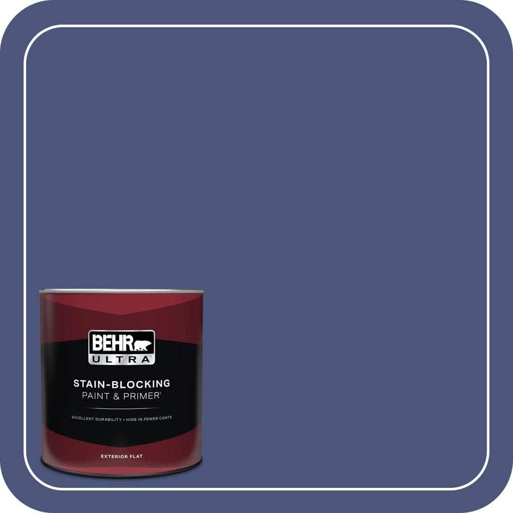 BEHR ULTRA 1 qt. #620D-7 Deep Indigo Flat Exterior Paint & Primer ...