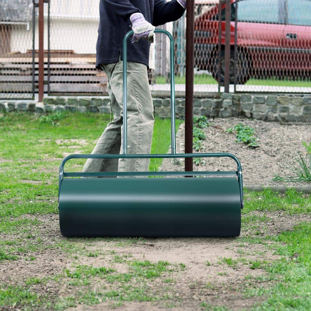 FORCLOVER 36 x 12.01 in. Tow Lawn Roller Water Filled Metal Push Roller ...