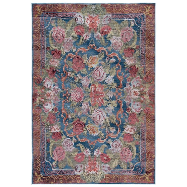 SAFAVIEH Besarabian 8 ft. x 10 ft. Blue/Sage Rust Machine Washable ...