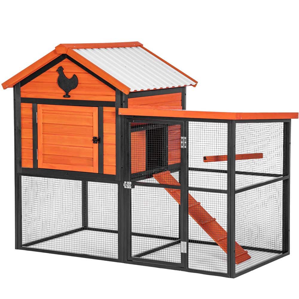 maocao hoom Durable Wood and Iron Chicken Coop w/ Runway and Waterproof ...