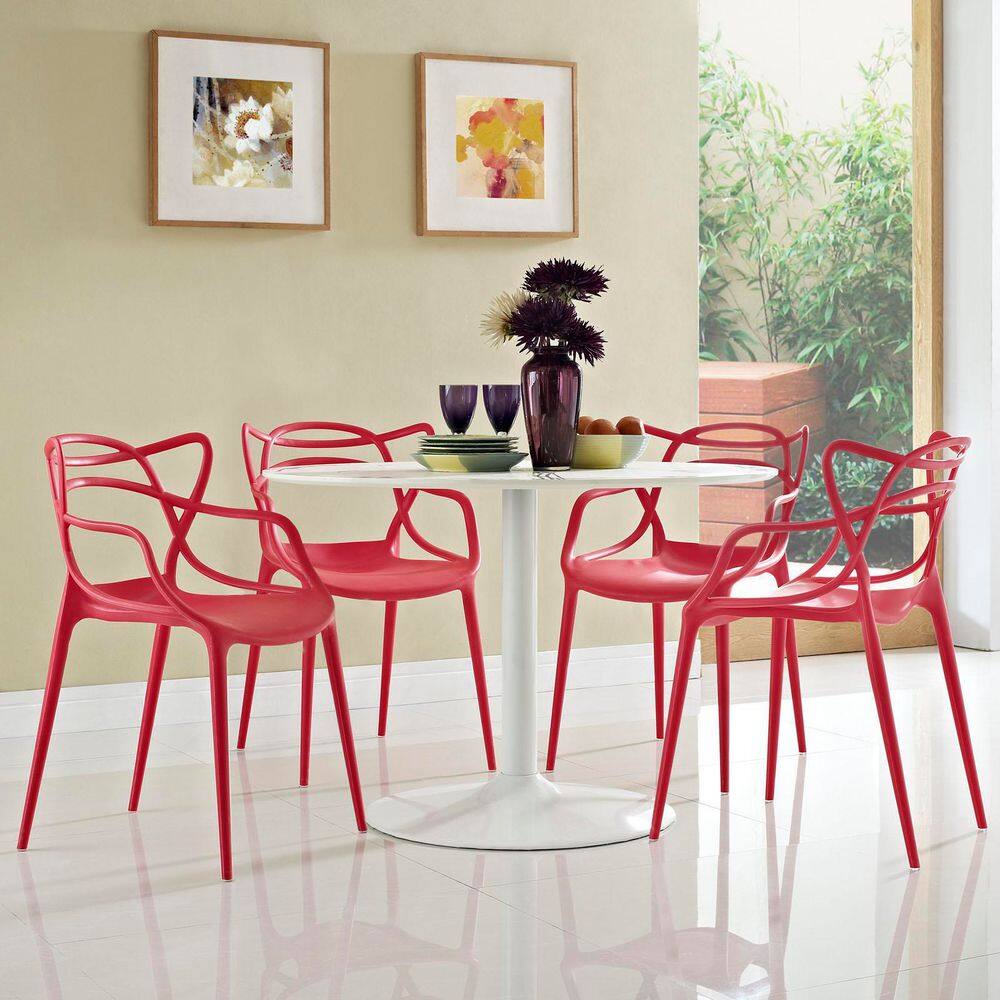 MODWAY Entangled Dining Set Set of 4 in Red EEI-2348-RED-SET - The Home ...