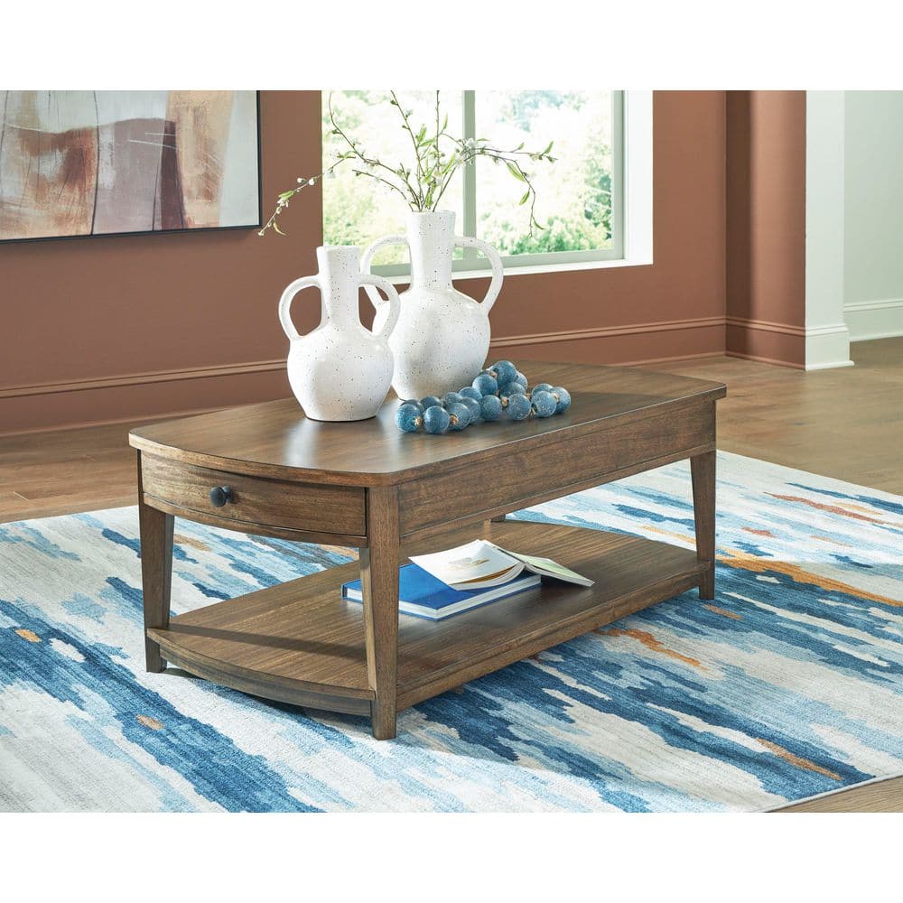 Signature DESIGN BY ASHLEY Burkbyer 50 in. Dark Brown Rectangle MDF ...