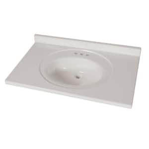 Design House 37 in. x 22 in. Single Faucet Hole Cultured Marble Vanity ...