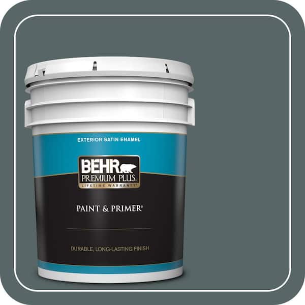 BEHR PREMIUM PLUS 5 gal. #N440-6 Brooklyn Satin Enamel Exterior Paint ...