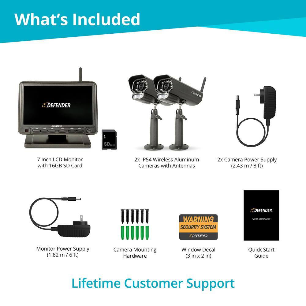 PHOENIXM2 Non-Wi-Fi. Plug-In Security Camera System with 7-in. Monitor ...