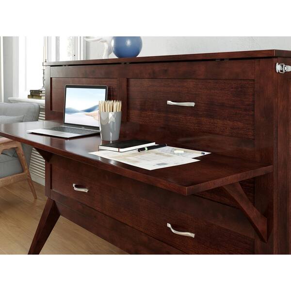 AFI Northampton Walnut Solid Wood Frame Full Size Murphy Bed Desk with Mattress AC783144 The Home Depot