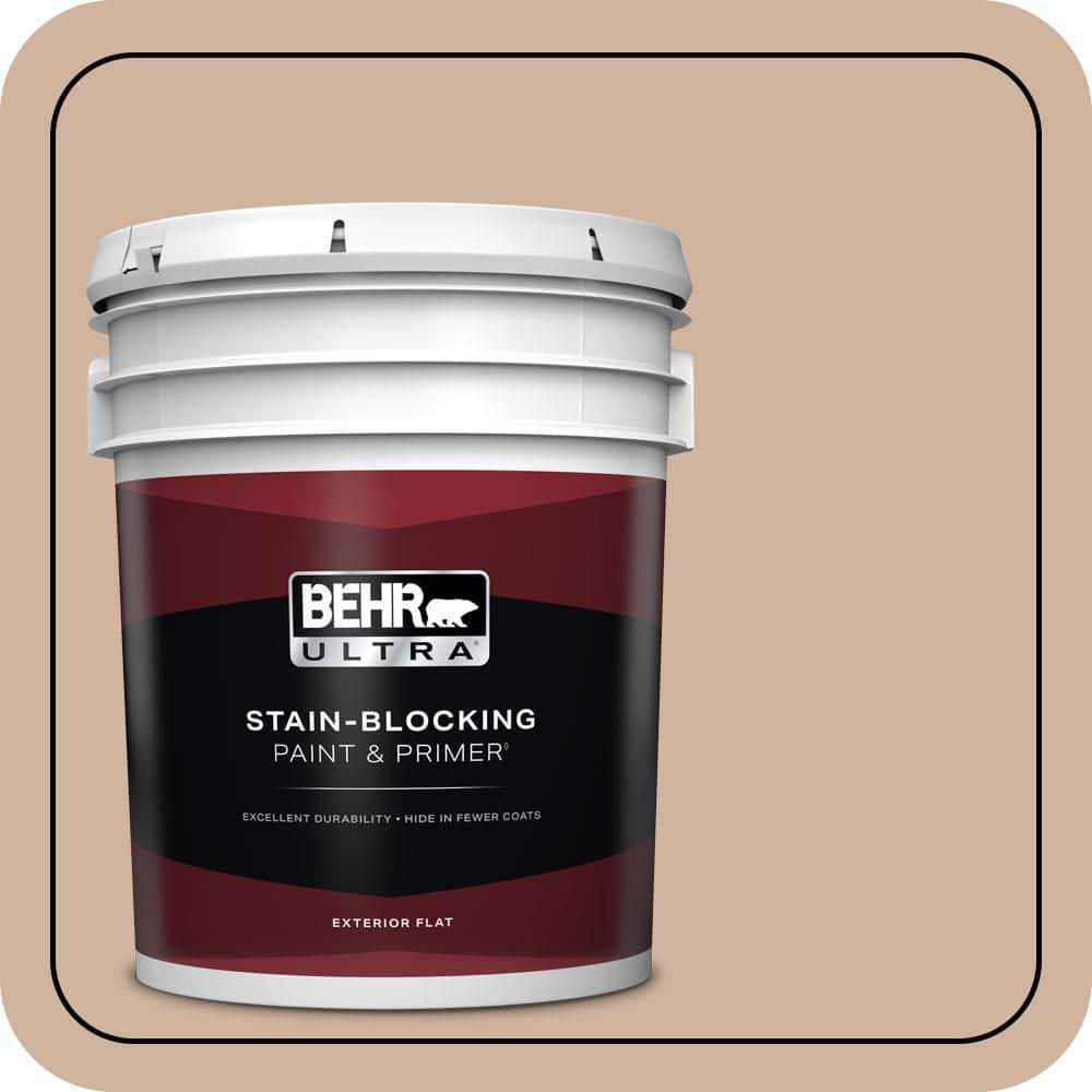 BEHR ULTRA 5 gal. #BNC-01 Bauhaus Buff Flat Exterior Paint & Primer ...