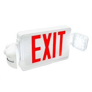 Bieuoram 120-277-Volt White Integrated LED Emergency Red Exit Light ...
