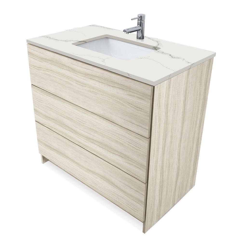 Ella Element 36 in. x W x 22 in. D x 35 in. H Bath Vanity in Light Oak ...