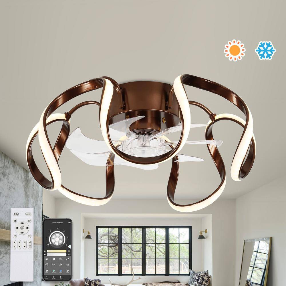 Bella Depot 20 in. Indoor Brown Color Ceiling Fan with Integrated LED ...