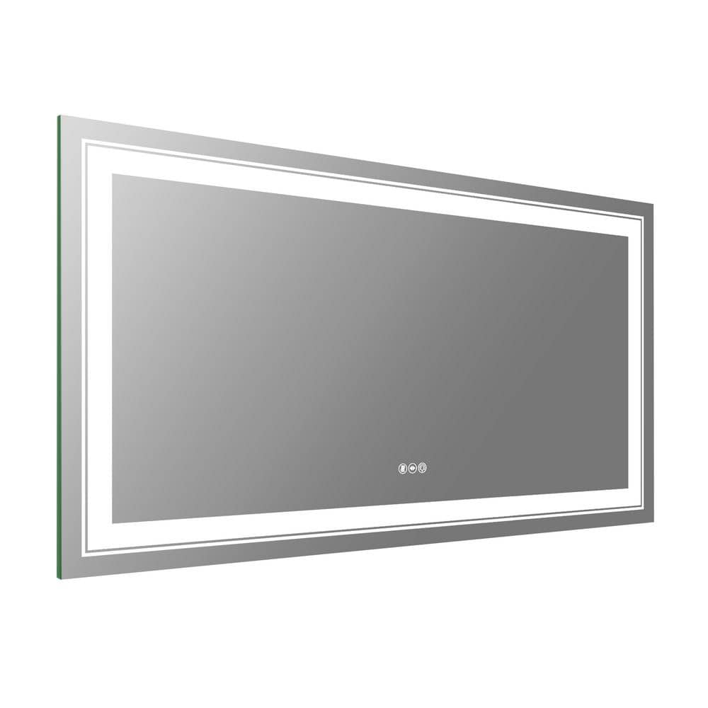 BWE 55 in. W x 30 in. H Rectangular Frameless Dimmable LED Light Anti ...