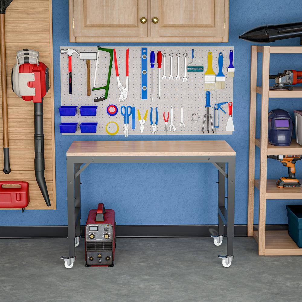Reviews for 48 in. W Rolling Workbenches for Garage - Adjustable Height ...