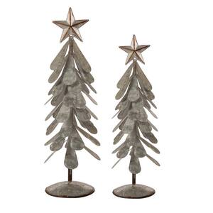Glitzhome 18 in. H Galvanized Metal Christmas Table Tree Decor (Set of ...