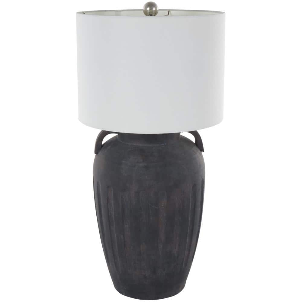 Litton Lane 29 in. Black Ceramic Distressed Antique Style Pot Vase Task ...