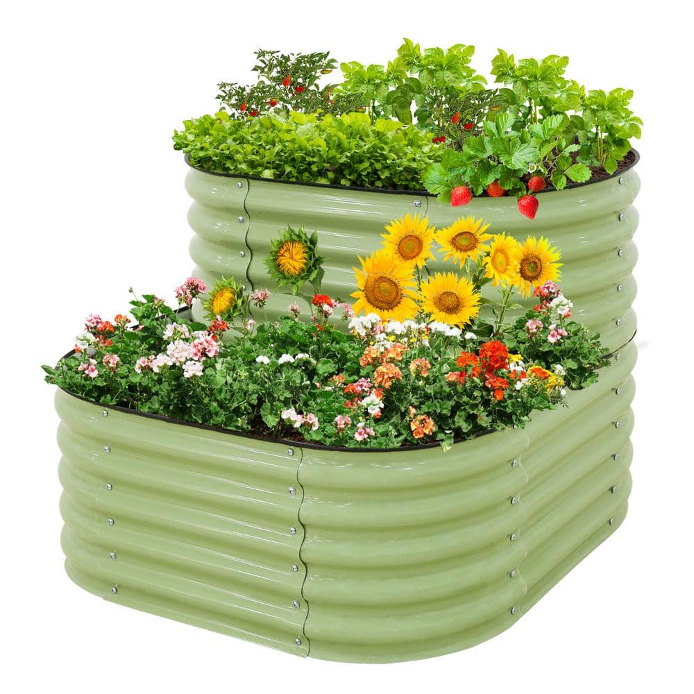 EAGLE PEAK 2-Tier Galvanized Steel Raised Garden Bed Planters RB31DD ...
