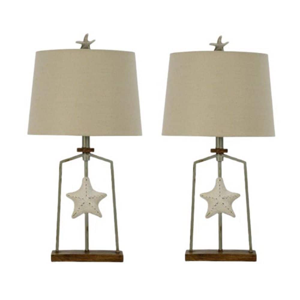 Fangio Lighting 27.25 in. Pair of Antique Brown/White Coastal Finish ...
